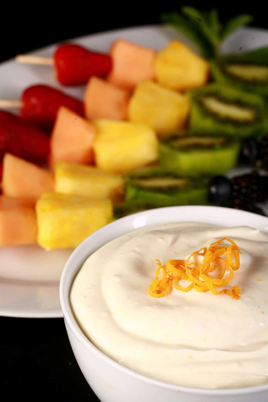 Rainbow Fruit Skewers with Mimosa Dip - Celebration Generation
